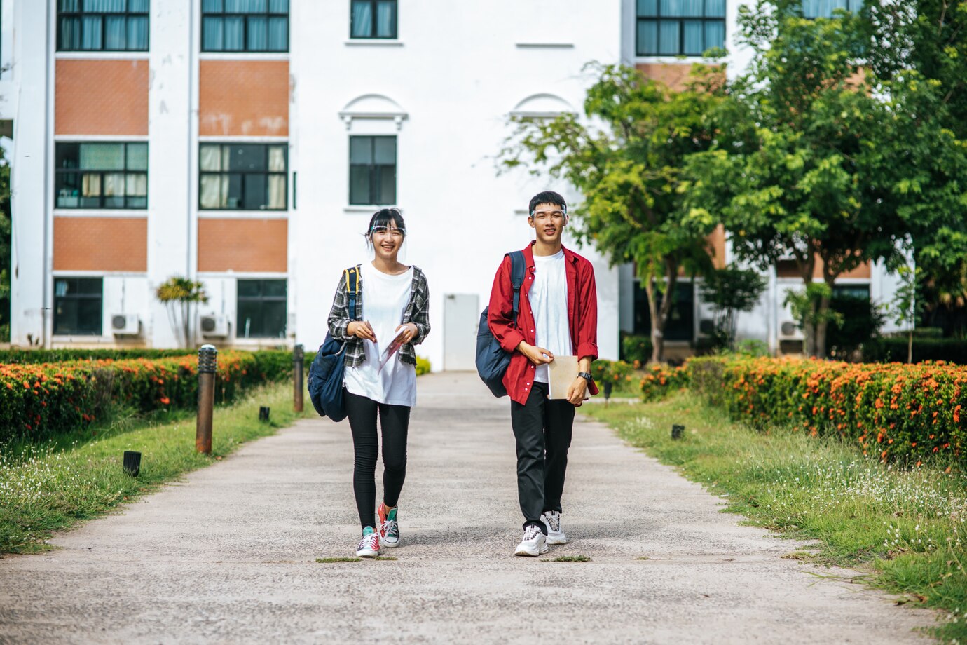 male-female-students-wear-face-chill-stand-front-university_1150-24689 ...